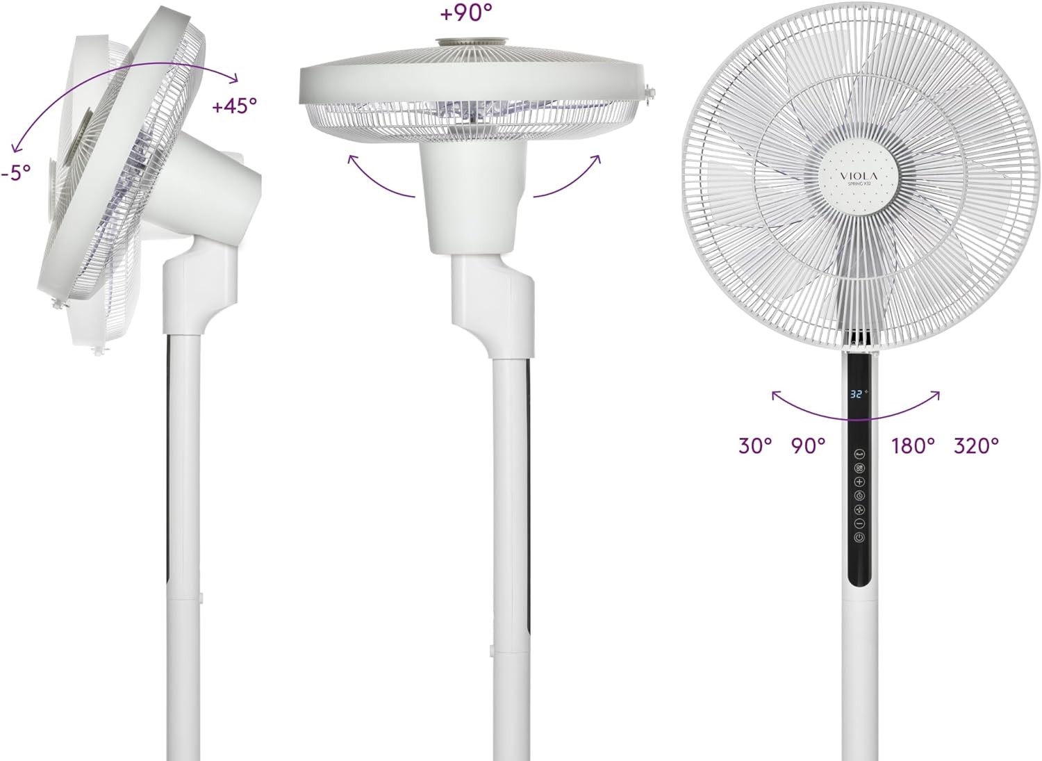 VIOLA Spring X32 Ventilatore a Piantana Silenzioso con Telecomando